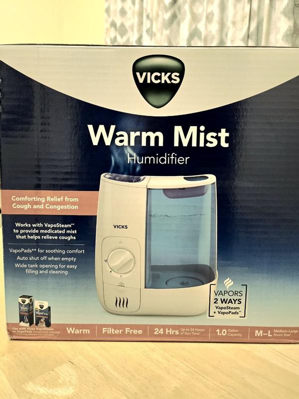Vicks 1-Gallon Tabletop Warm Mist Mechanical Humidifier (For Rooms Up ...