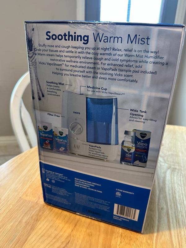 Vicks 1-Gallon Tabletop Warm Mist Mechanical Humidifier (For Rooms Up ...