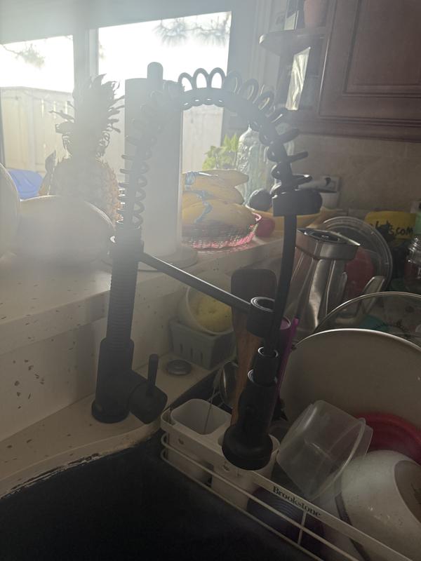 VIGO Edison Pro Matte Black Single Handle Deck-mount Pull-down Kitchen ...