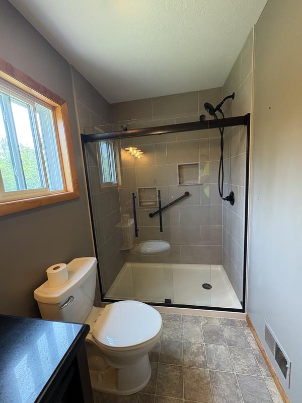 DreamLine SlimLine 34-in W x 60-in L Stone Texture Gray Single ...