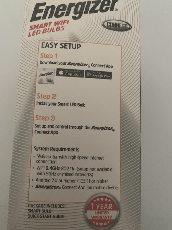 Energizer Connect A19 Full Spectrum E26 Dimmable Smart LED Light Bulb ...