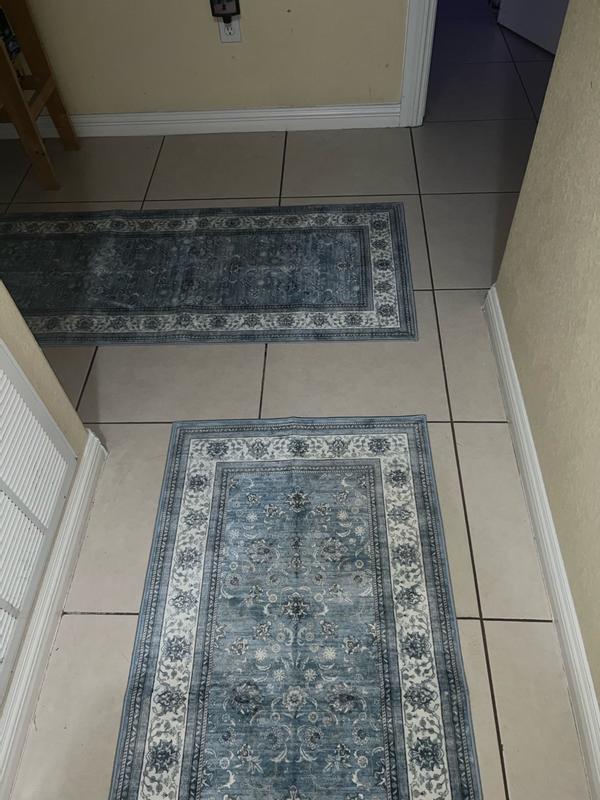 Wyatt & Ash Wyatt and Ash Willa Blue and Taupe 9 ft x 12 ft Machine ...