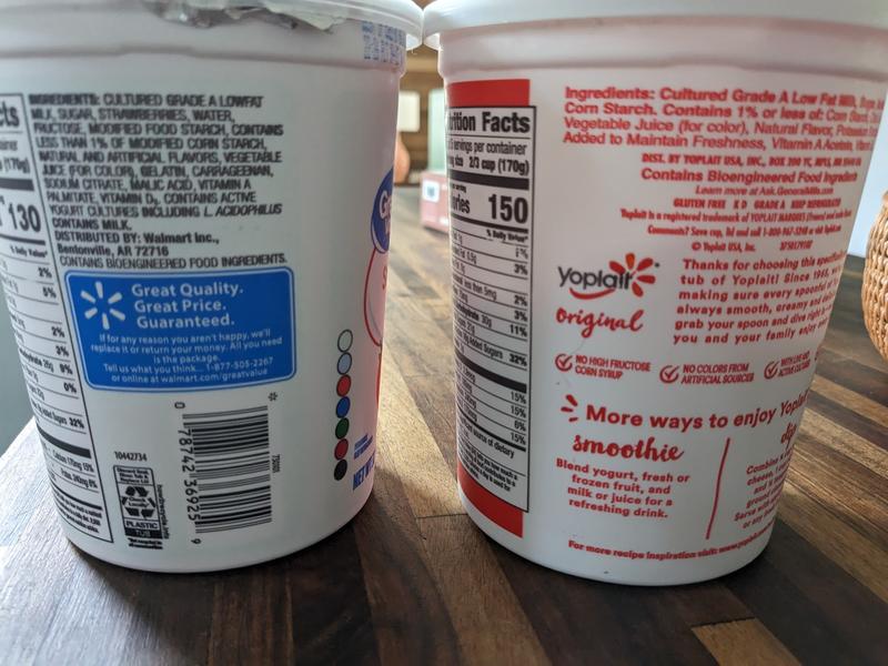 Yoplait Strawberry Yogurt Nutrition Label
