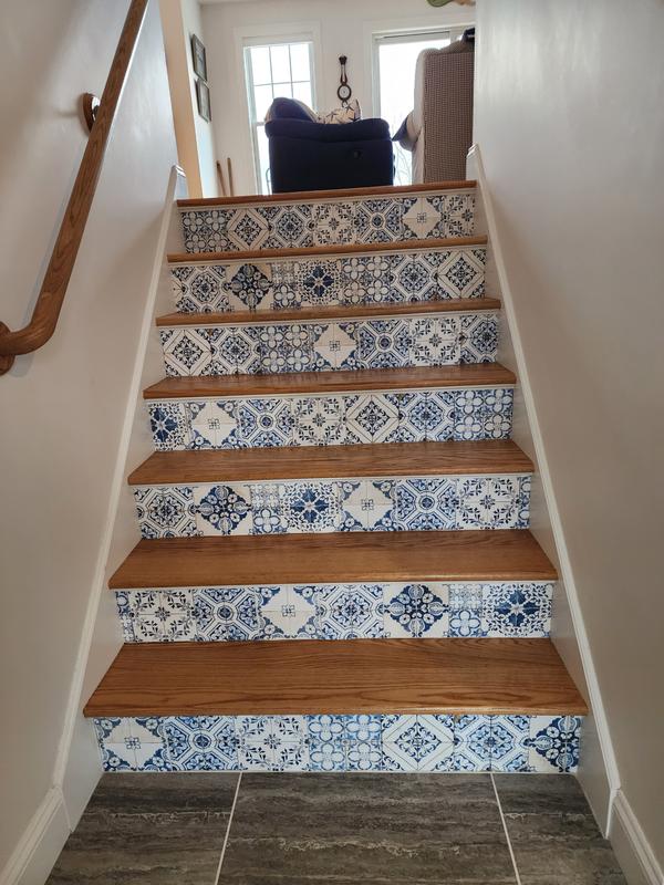 RoomMates 28.2-sq ft Blue Vinyl Tile Self-adhesive Peel and Stick ...