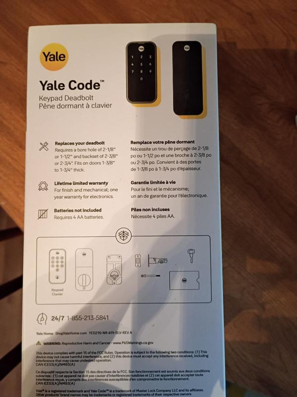 Yale Code Black Suede Electronic Deadbolt with Keypad YED210-NR-BSP at ...