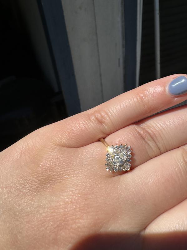 1 CT. T.W. Oval Diamond Double Starburst Frame Engagement Ring in 14K Gold Zales