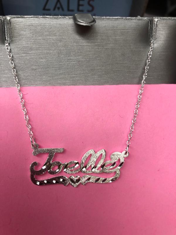 Diamond Cut and Satin Name Necklace in 10K Gold 10 Characters Zales