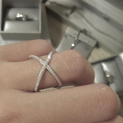 1 8 CT. T.W. Diamond Criss Cross Orbit Ring in Sterling Silver Zales