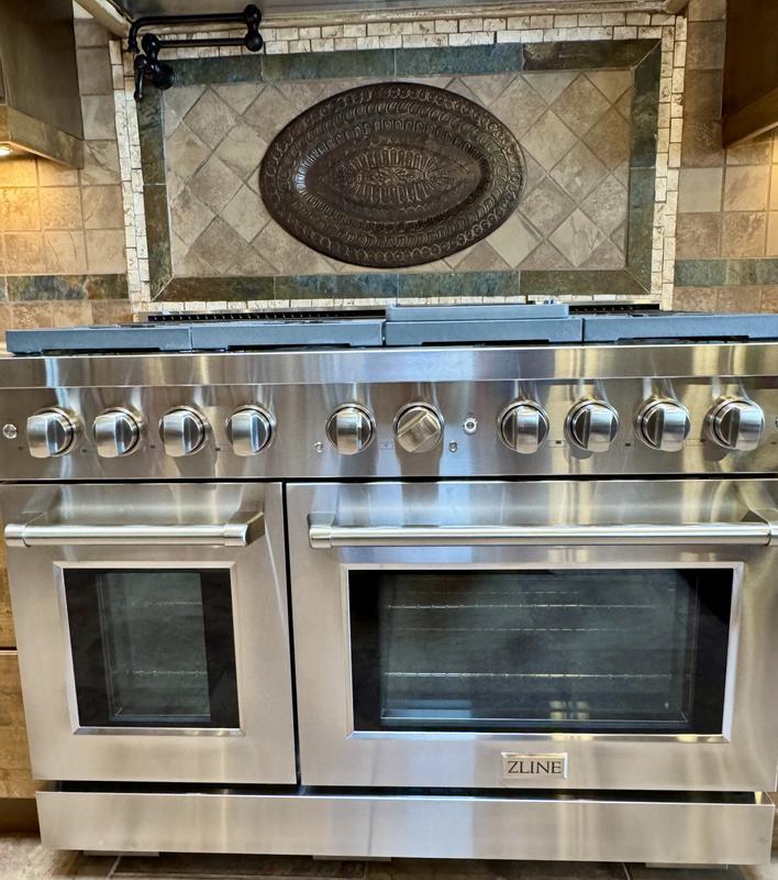 ZLINE KITCHEN & BATH Gas range 48-in 7 Burners 4.2-cu ft / 1.8-cu ft ...